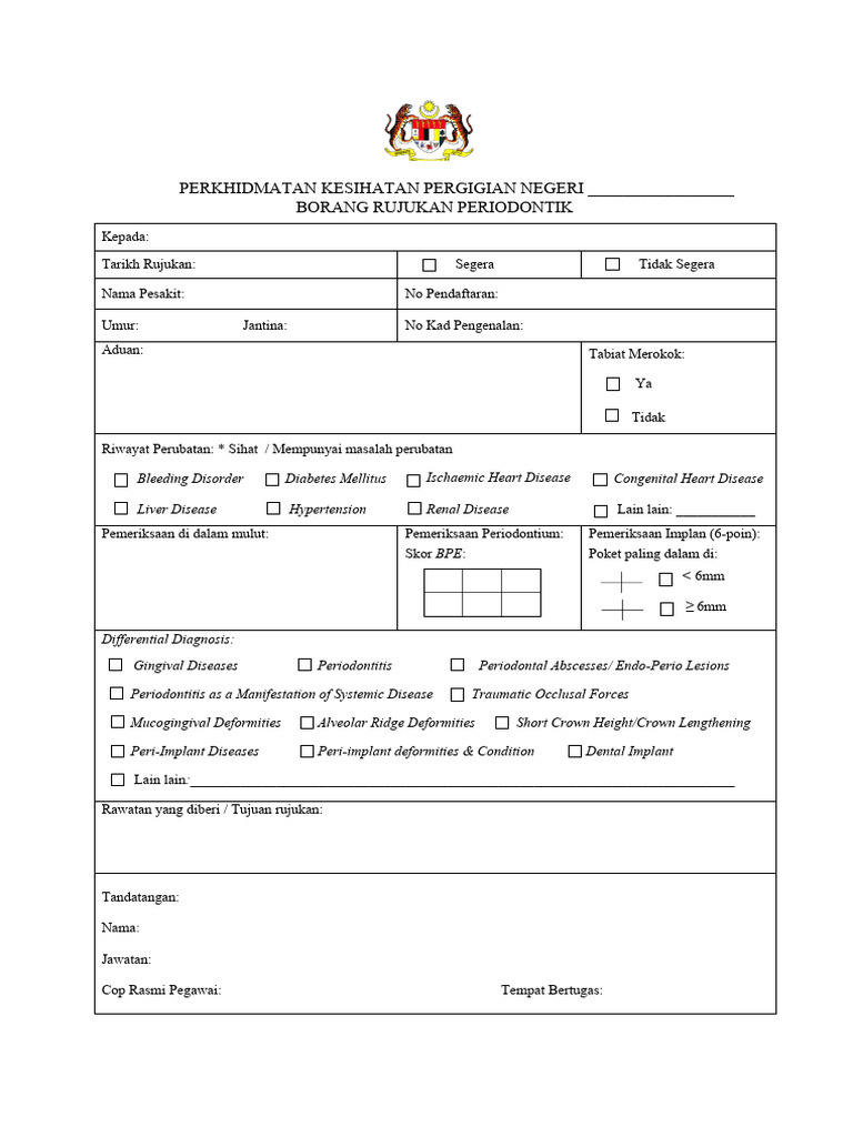 BKPJ BK AK3 4 - Borang Rujukan Periodontik | PDF