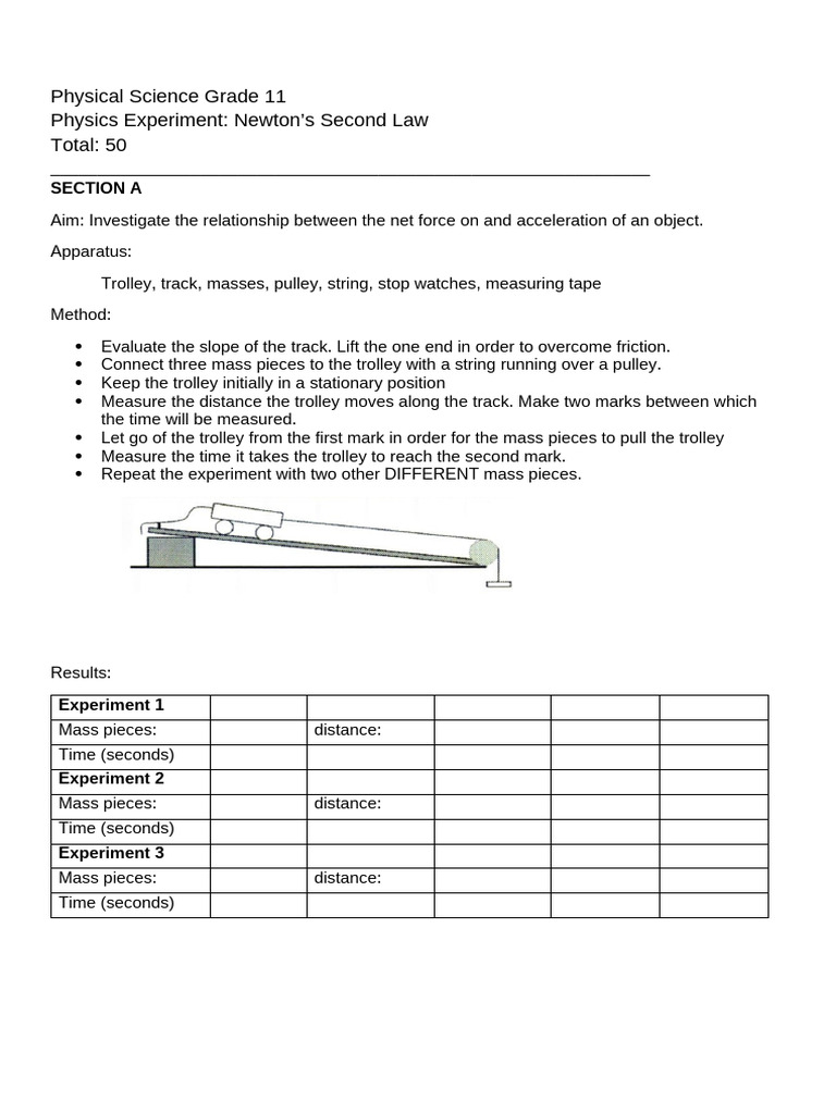 Physical Science Grade 11 Physics Experiment Newton LL | PDF | Force | Mass