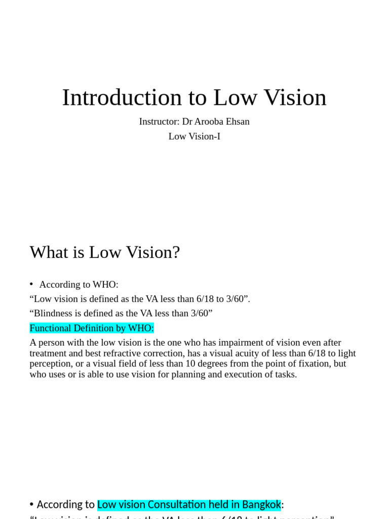 Introduction To Low Vision | PDF