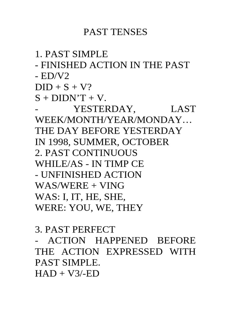 Understanding Past Tenses in English | PDF