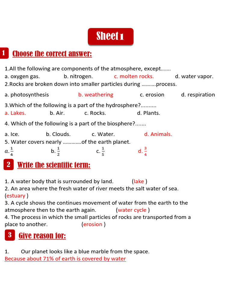 Model Answer Sheet 1 Second Term | PDF