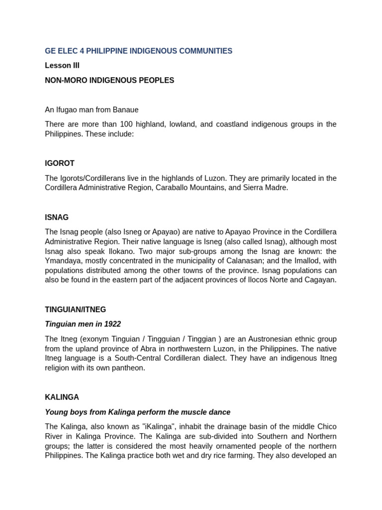 Philippine Non-Moro Indigenous Peoples | PDF | Ethnic Groups | Ethnicity