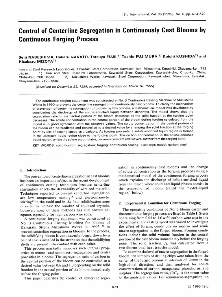 Control of centerline segregation | PDF | Forging | Physical Sciences