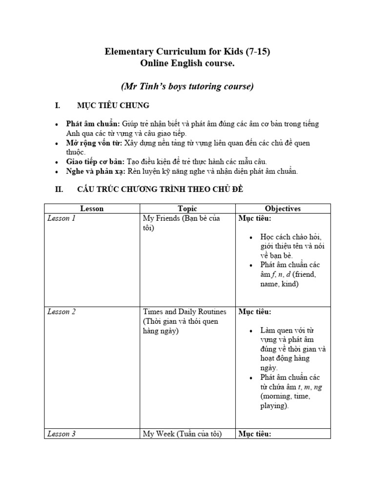 Elementary Curriculum For Kids | PDF