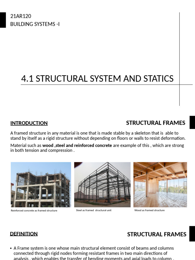 Framed Structures: Types and Benefits | PDF | Framing (Construction) | Beam (Structure)