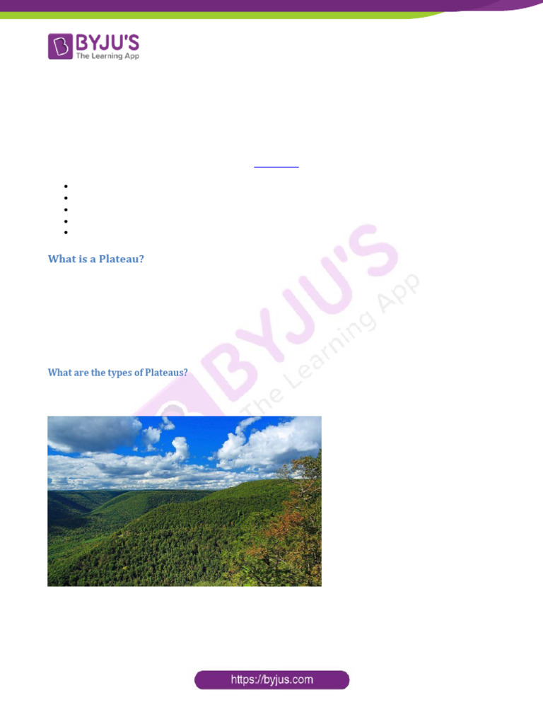 Plateaus UPSC Notes | PDF | Plateau | Volcano
