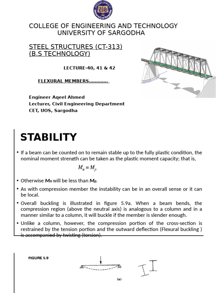 Steel Structure Lec # 14 (Analysis of Flexural Members) | PDF ...