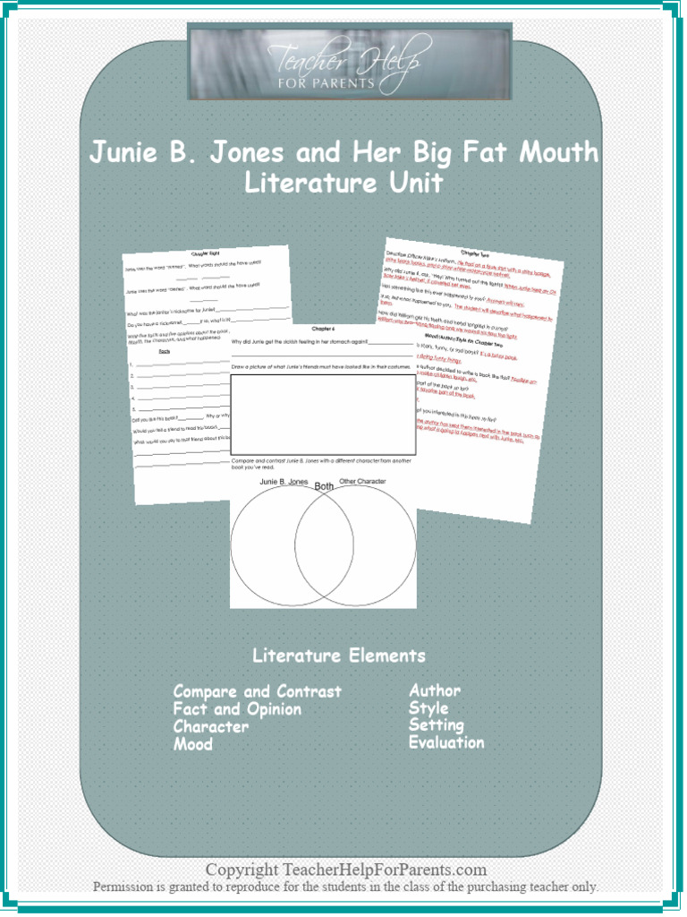 Junie BJones Reading Comprehension Junie BJonesand Her Big Fat Mouth | PDF