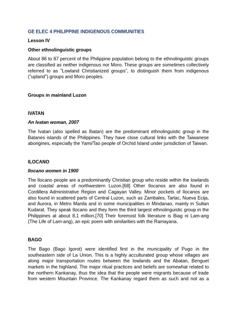 Ethnolinguistic Groups of Mainland Luzon | PDF | Languages Of Southeast ...