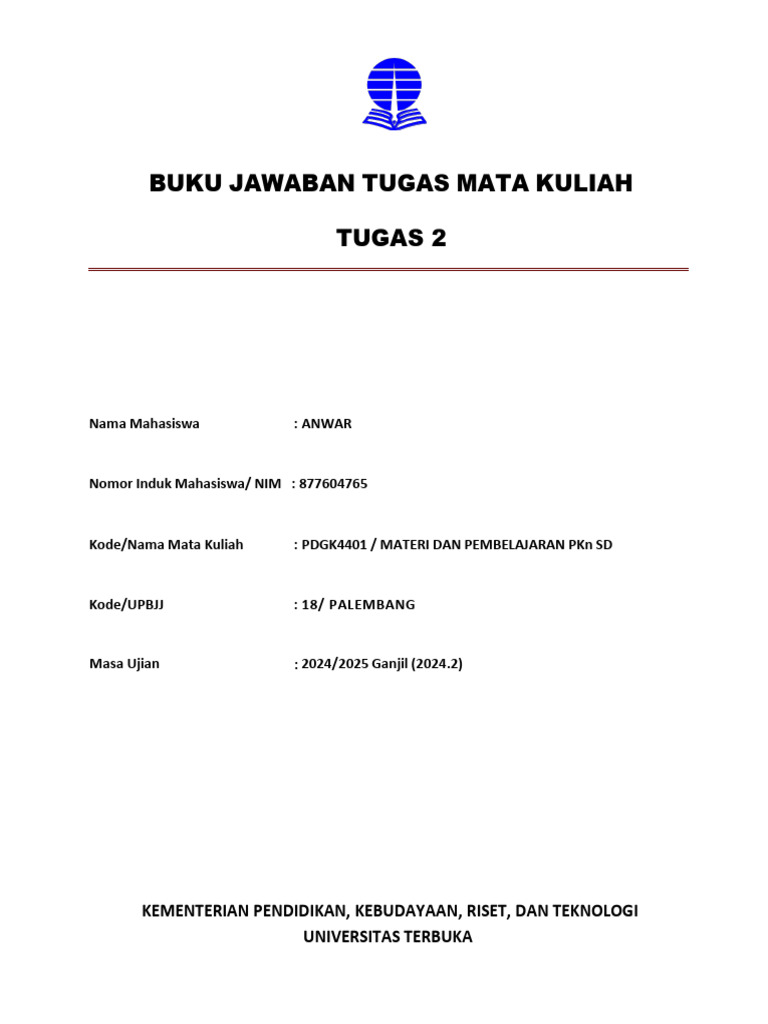 Tugas 2 TMK Materi Dan Pembelajaran PKN SD | PDF