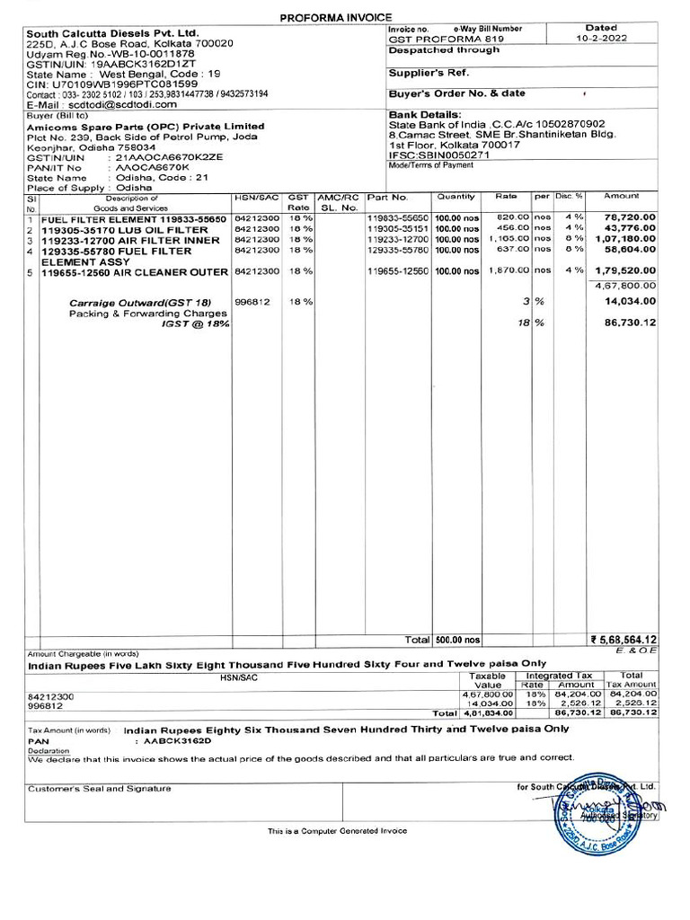 Proforma Invoice | PDF