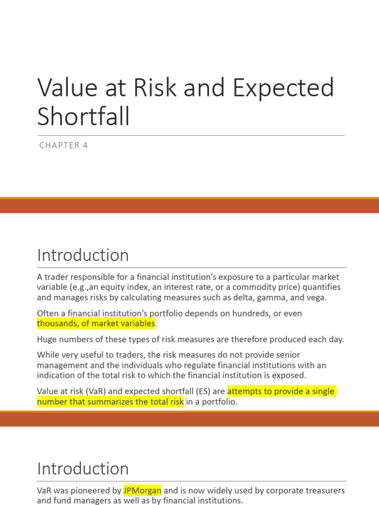 Understanding Value at Risk and Expected Shortfall | PDF | Financial ...