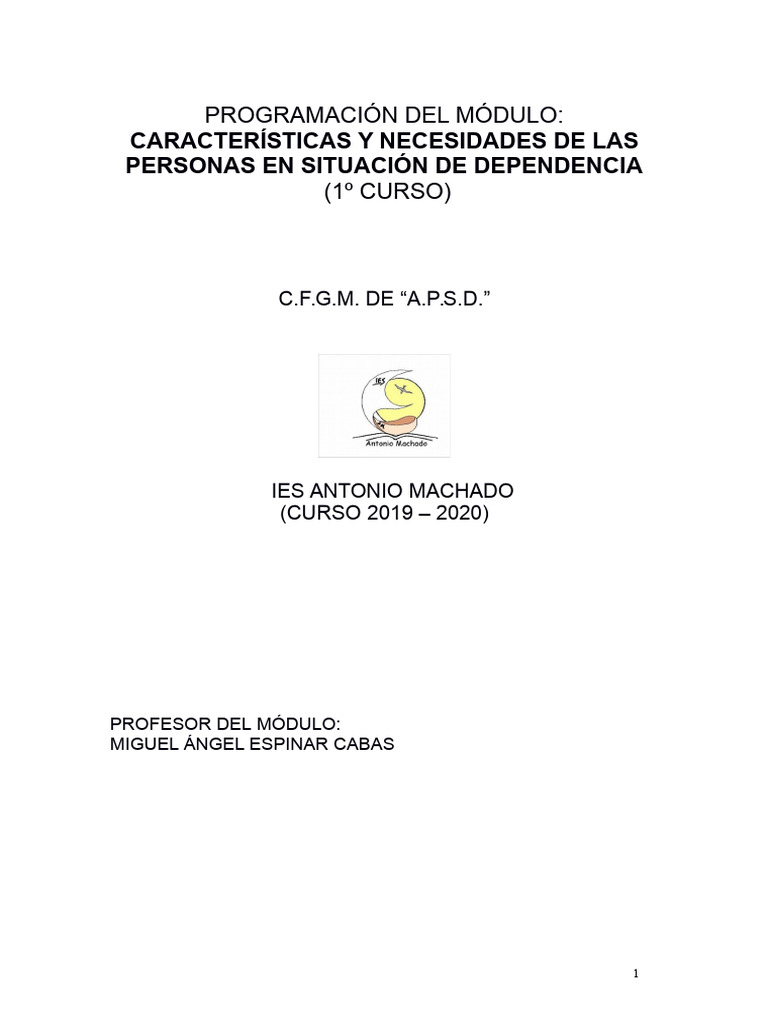 1APSD. Programación CNPSD 2019_20 | PDF | Evaluación | Invalidez