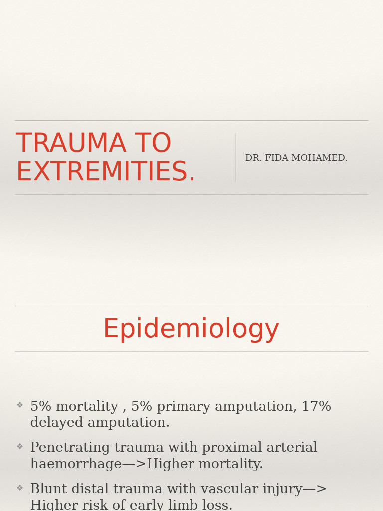 Trauma To Extremities. | PDF | Wound | Amputation