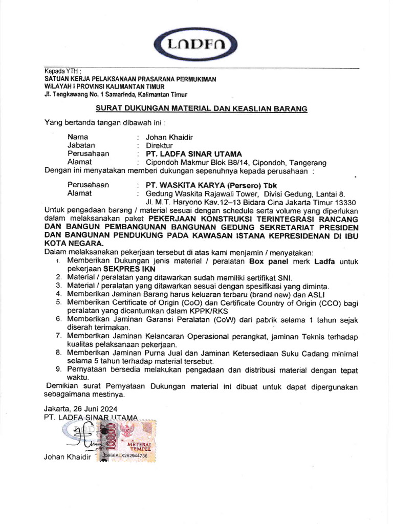 Surat Dukungan IKN | PDF