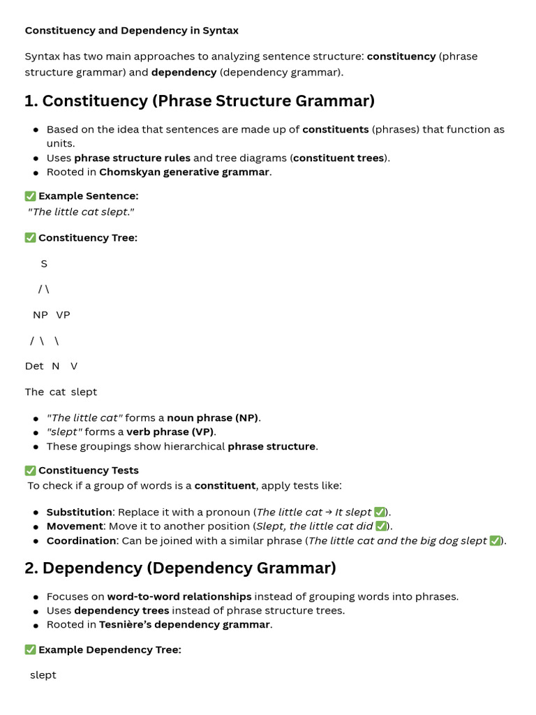 Constituency and Dependency in Syntax | PDF | Phrase | Syntax