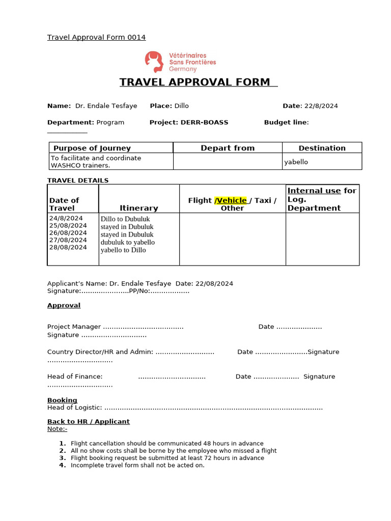 Travel Approval Form_Modified_Template.docx ch | PDF