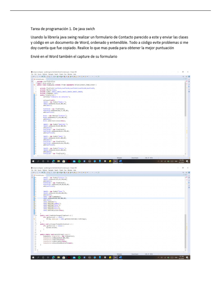 Tarea de Programaci N 1 Java Swich.. Tema 4 PDF | PDF