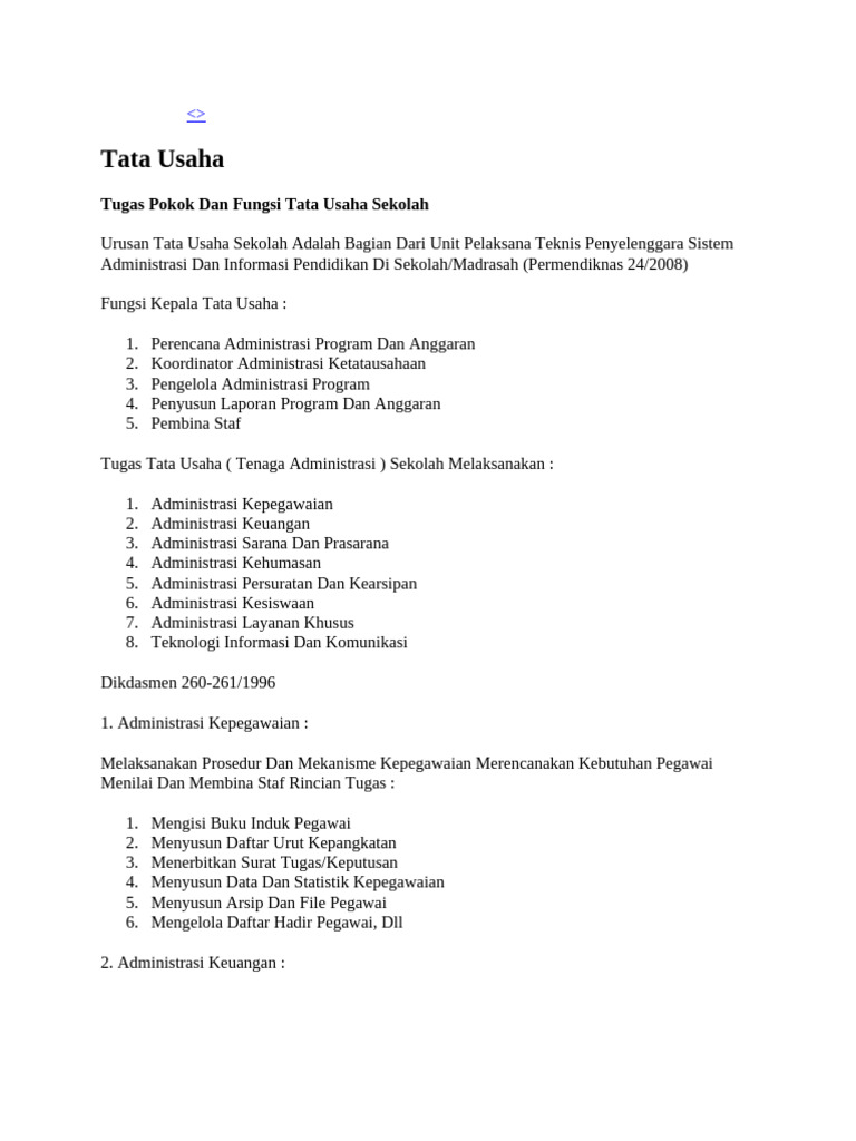 Tupoksi Tata Usaha | PDF