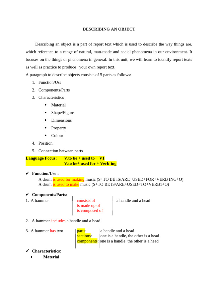 Describing An Object | PDF | Intravenous Therapy