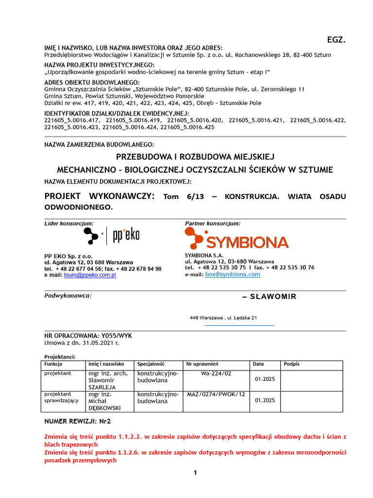 Y055 Wyk T6 Konstr Wiata WS 250108 Rev2 | PDF