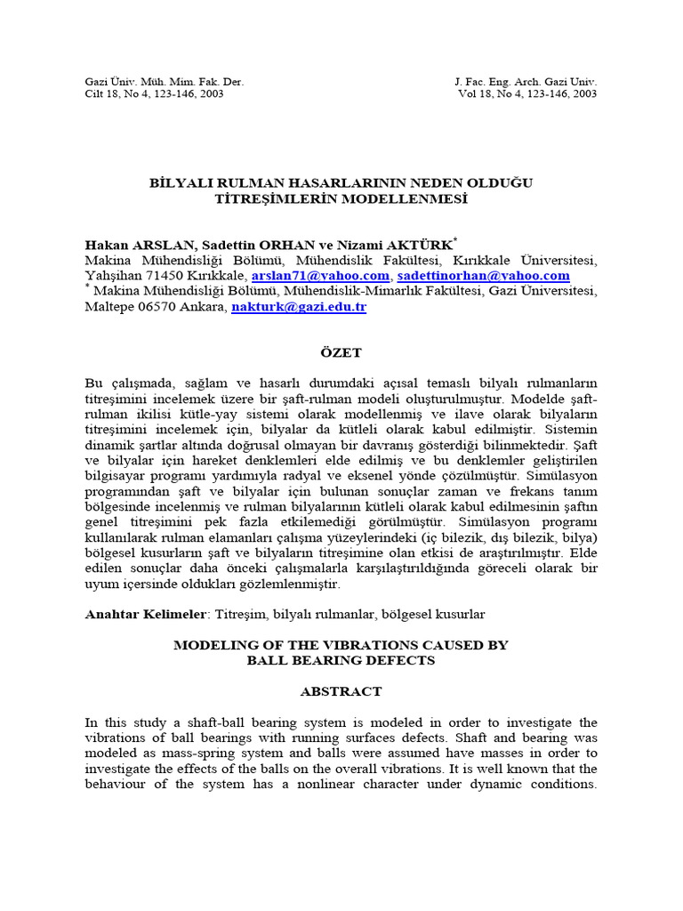 Bilyali Rulman Hasarlarinin Neden Oldugu | PDF