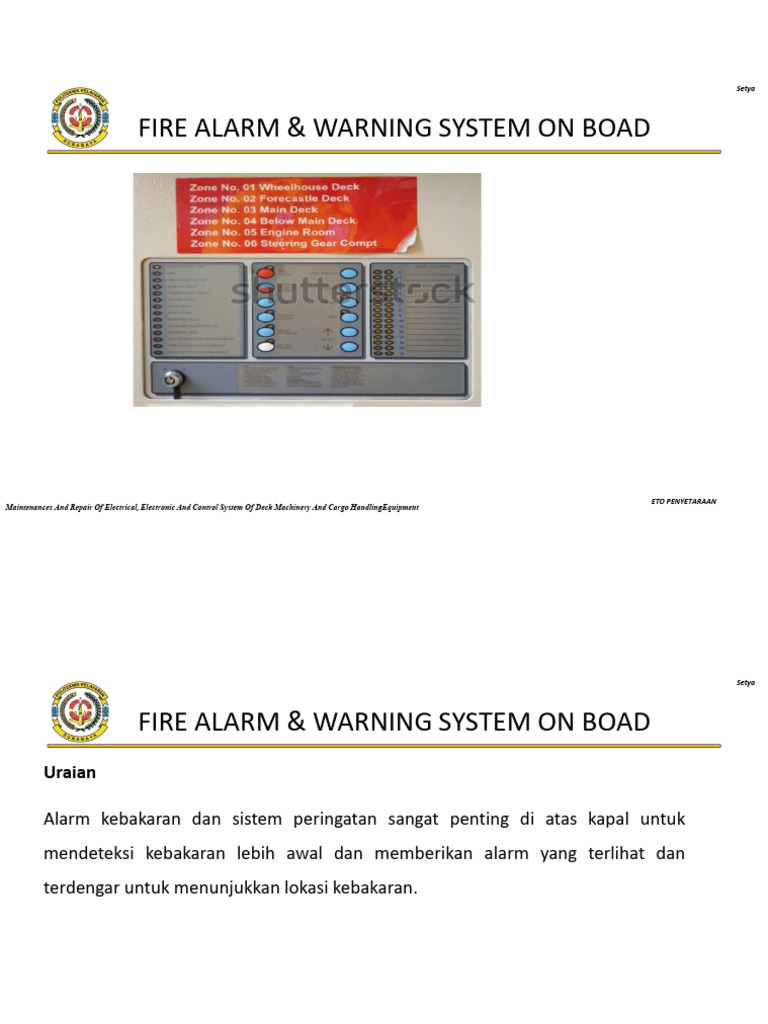 Sistem Alarm Kebakaran Kapal: Pemeliharaan dan Perbaikan | PDF