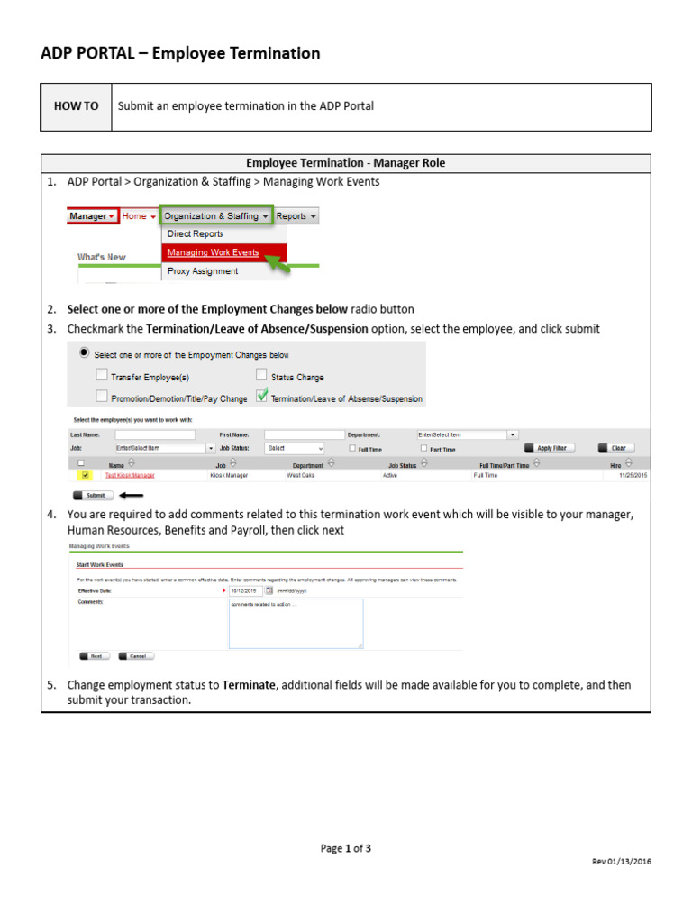 ADP Portal: Employee Termination Guide | PDF | Employment | Human Resources