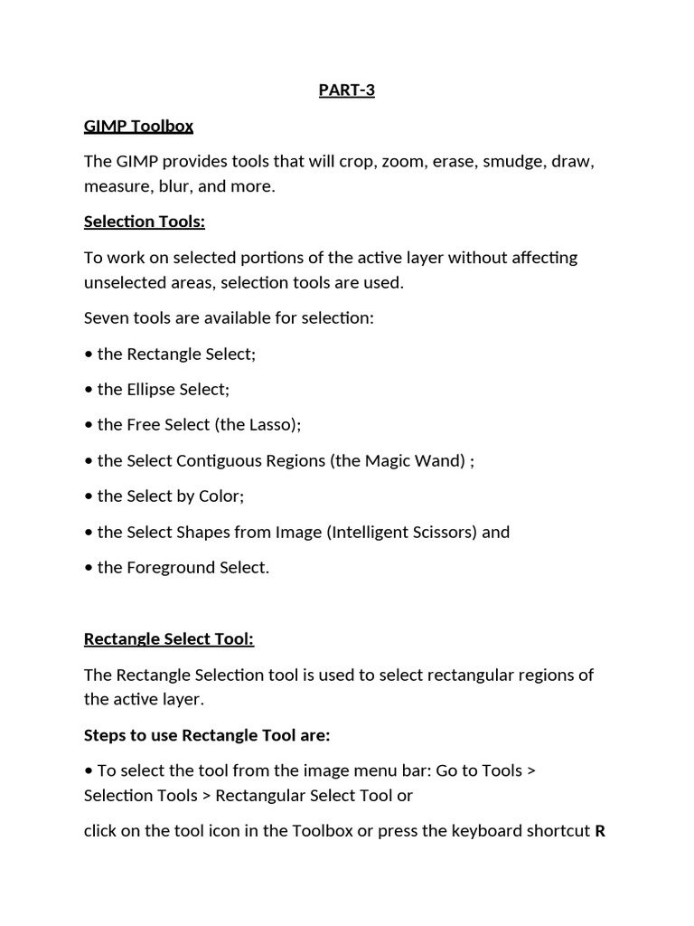 GIMP Toolbox: Selection & Transform Tools | PDF | Cursor (User ...