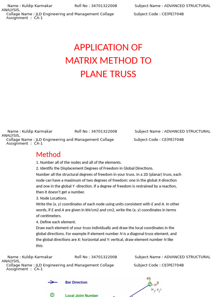 ADVANCED STRUCTURAL ANALYSIS, | PDF | Matrix (Mathematics) | Truss