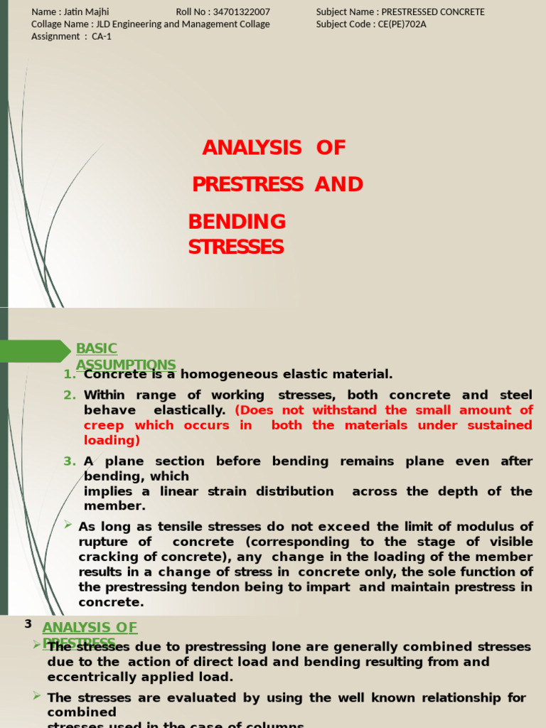 Prestress and Bending Stress Analysis | PDF | Beam (Structure ...