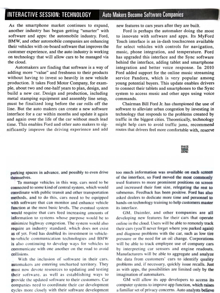 Ch03-Case Study-Auto Makers Become Software Companies For Group 3 | PDF