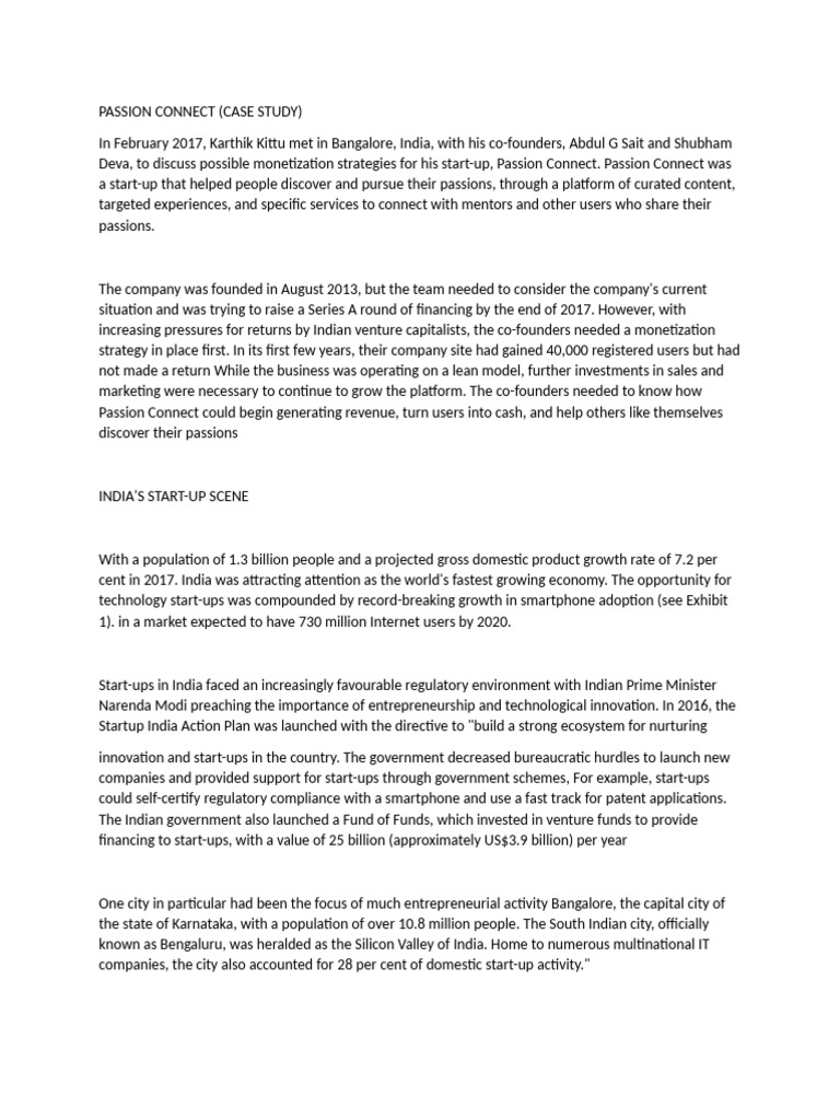 Passion Connect Case Study | PDF | Venture Capital | Corporate Finance