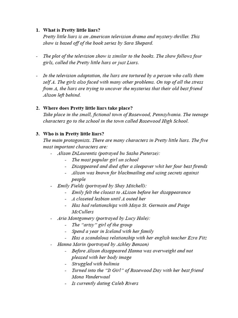 Oral Task - Pretty Little Liars | PDF | Pretty Little Liars