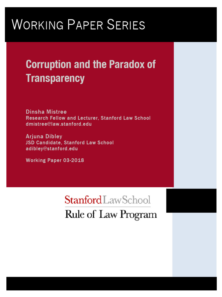 Corruption and The Paradox of Transparency | PDF | Political Corruption ...