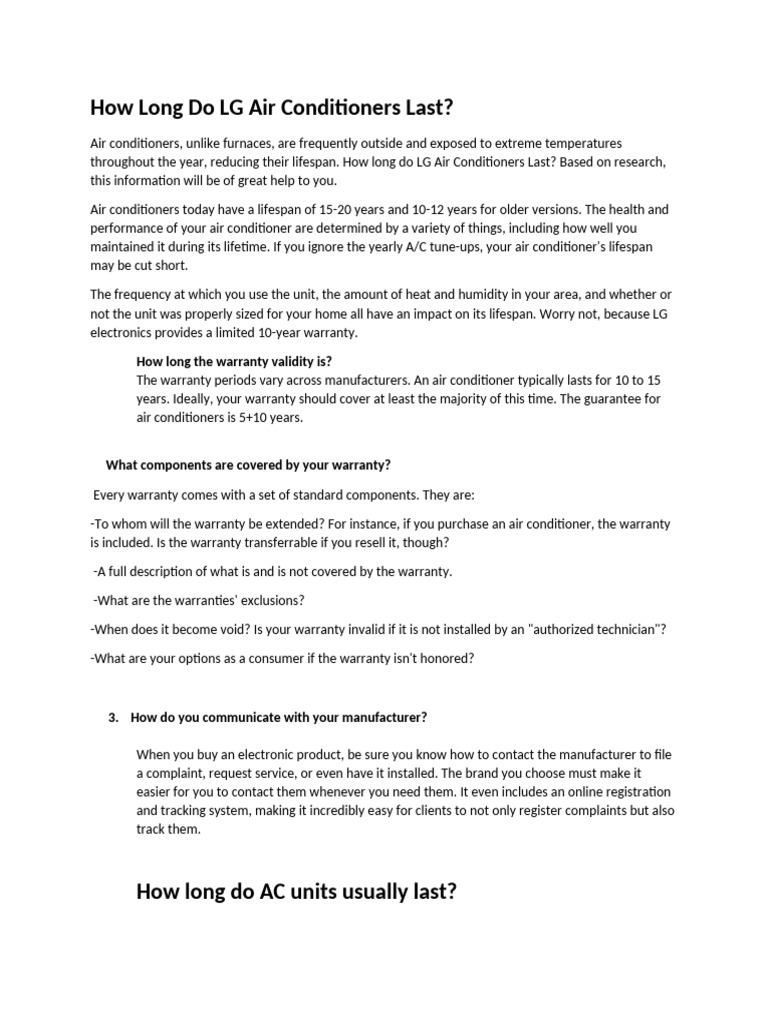 LG Air Conditioner Lifespan Insights | PDF | Air Conditioning ...