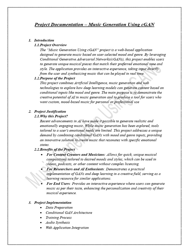 Music Generation Using cGANs | PDF | Artificial Intelligence | Intelligence (AI) & Semantics