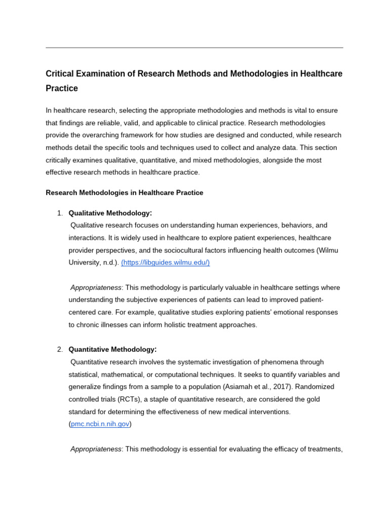 Critical Examination of Research Methods and Methodologies in ...