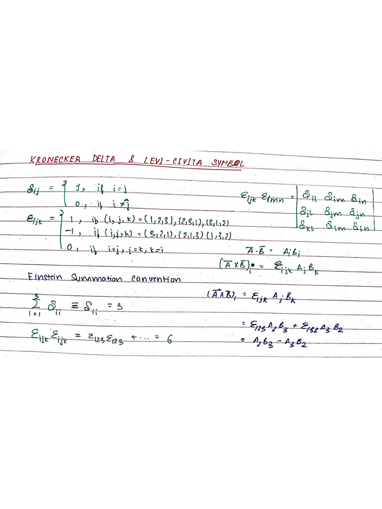 Kronecker Delta and Levi - Civita Symbol | PDF