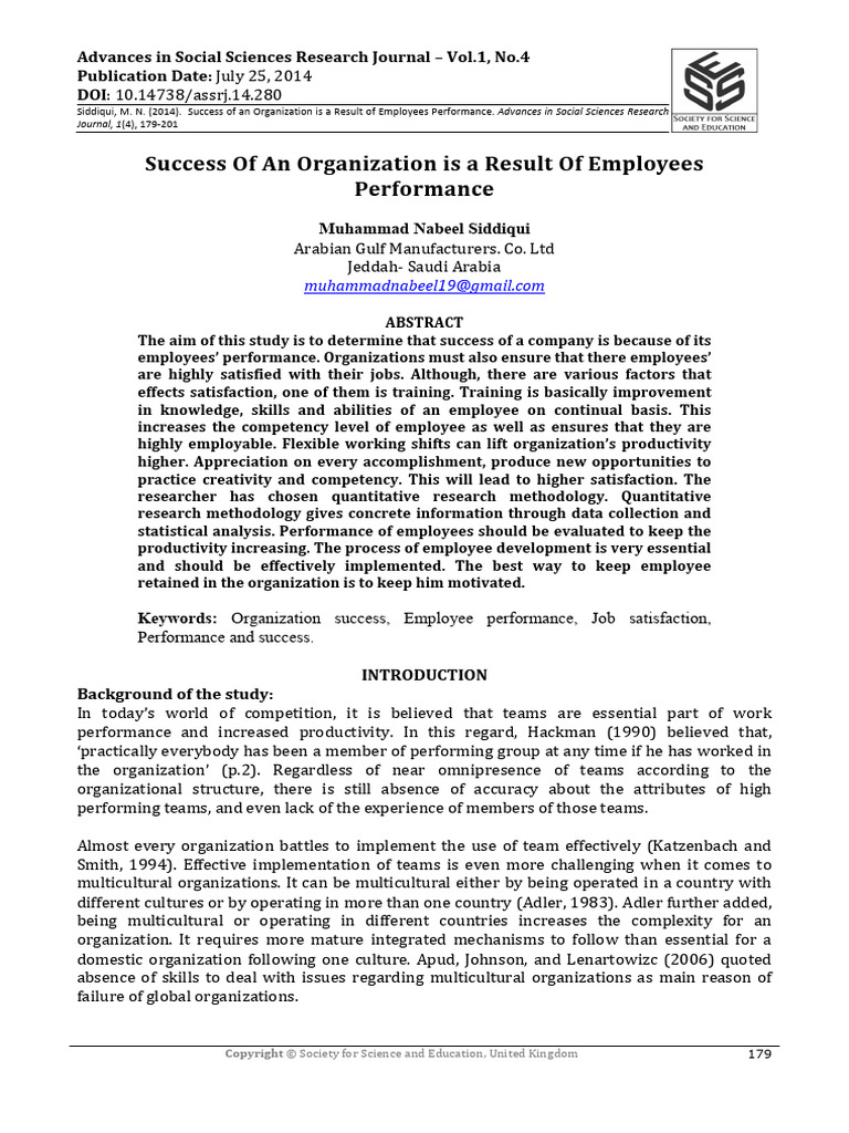 Success of An Organization Is A Result o | PDF