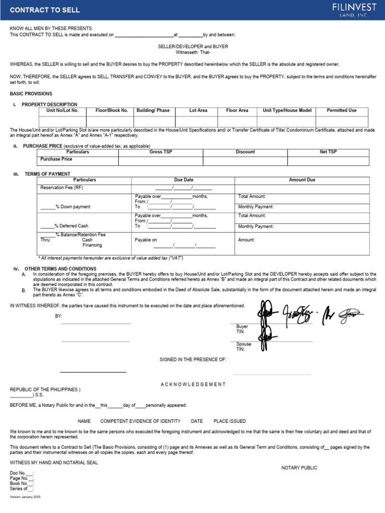 Contract To Sell Form Version 0122725 1 1 | PDF | Value Added Tax | Prices