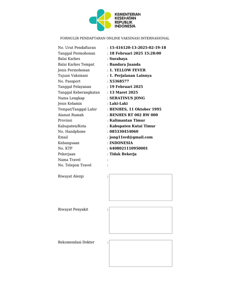 Formulir Pendaftaran Icv | PDF