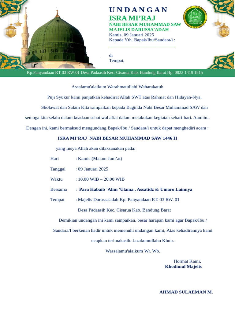 Undangan Isra Mi'raj 2025 di Bandung | PDF