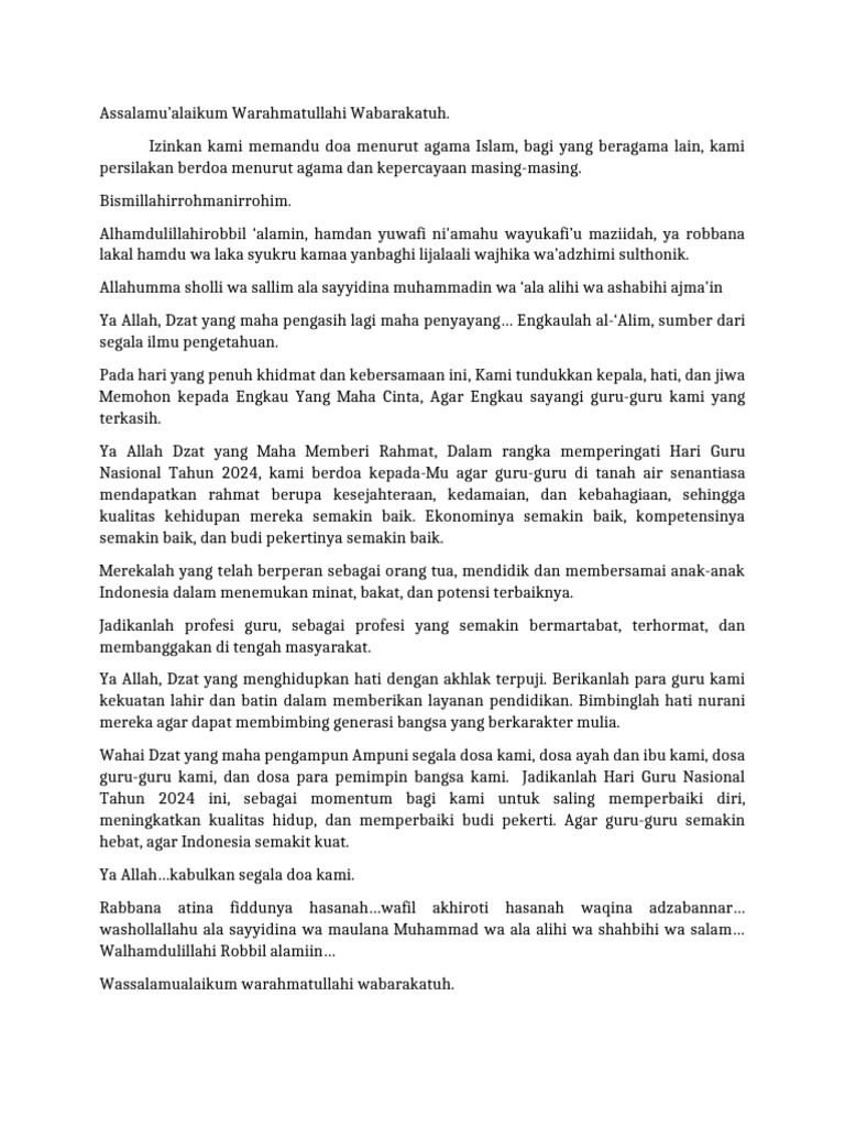 DOA Hari Guru Nasional 2024 | PDF