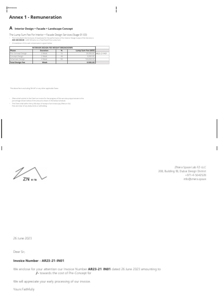 Invoice A23-21 Plot Nos MRA49 & 50 Al Marjandtd 6.26.23 A23-20-IN01 Pre ...