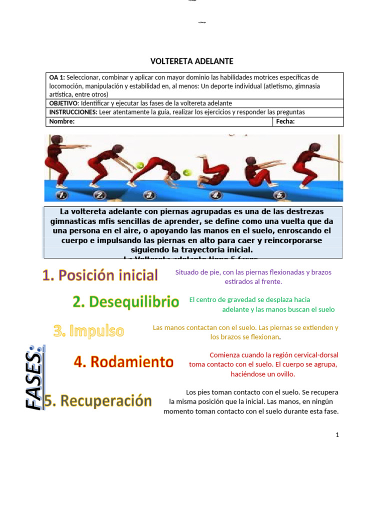 Guía para Realizar la Voltereta Adelante | PDF