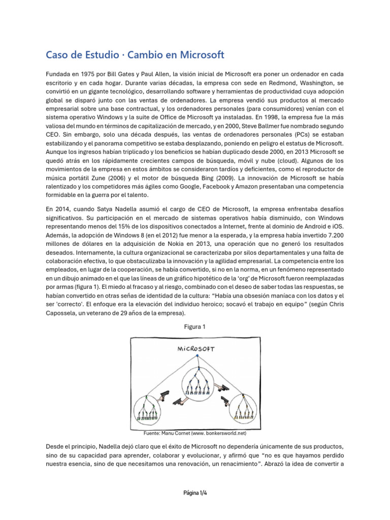 Caso de Estudio Cambio en Microsoft | PDF | Microsoft