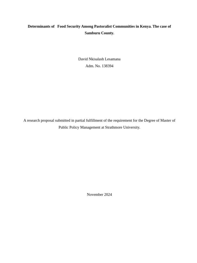 Food Security Factors in Samburu, Kenya | PDF | Food Security | Pastoralism
