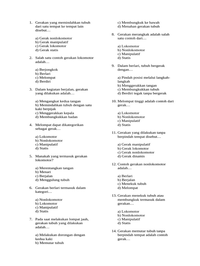 Soal Pjok Kelas 2 SMT 1 | PDF