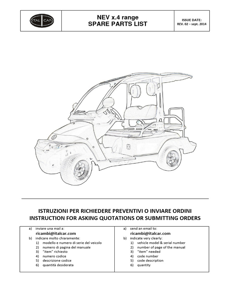 ITALCAR NEV.4 - lista ricambi_spare parts list - settembre ...